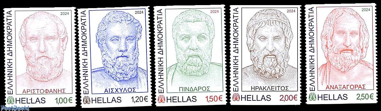 Timbre 2024, Grèce Ancient Greek literature 5v, coil stamps, 2024 ...